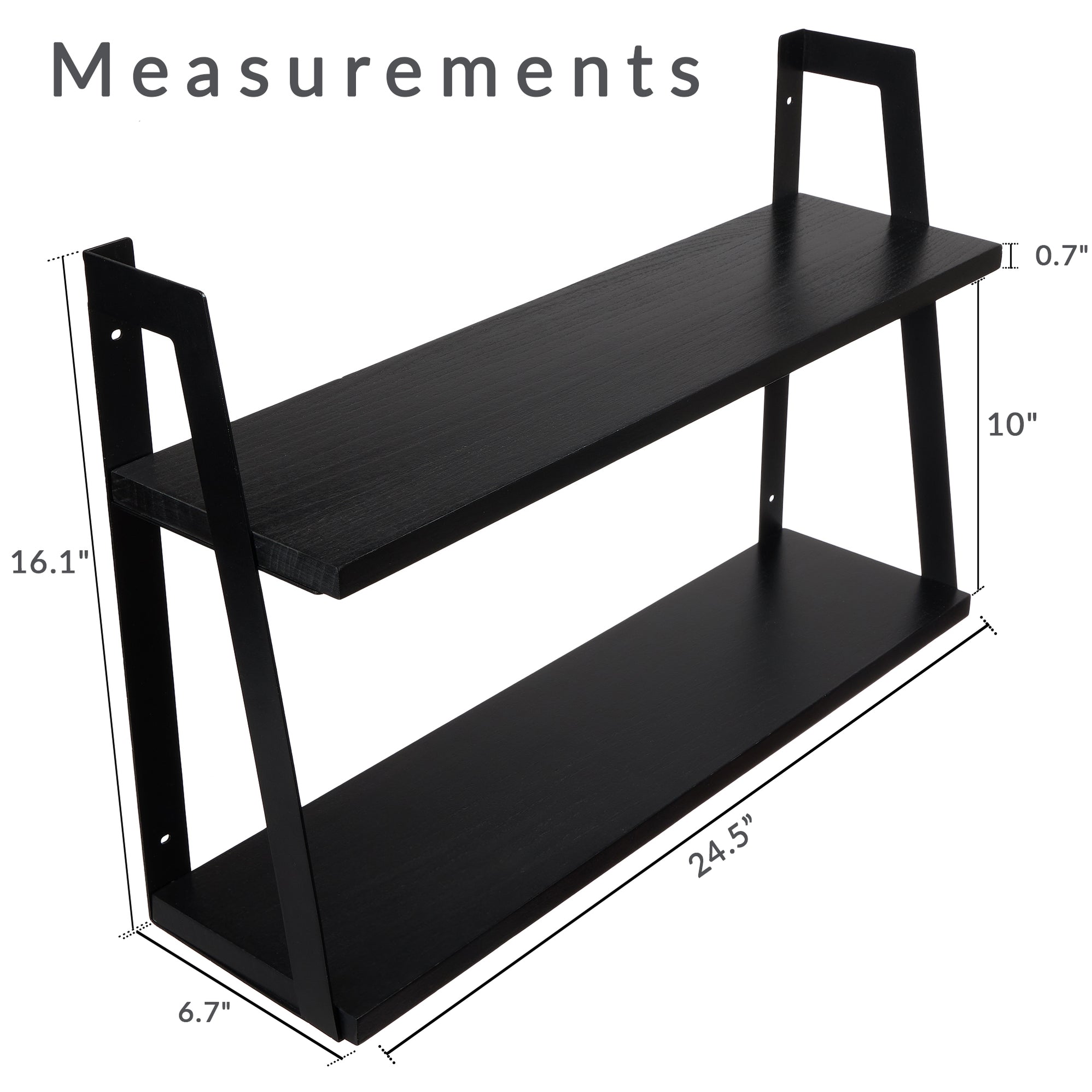 Modern Black Two-Tier Floating Wall Shelf
